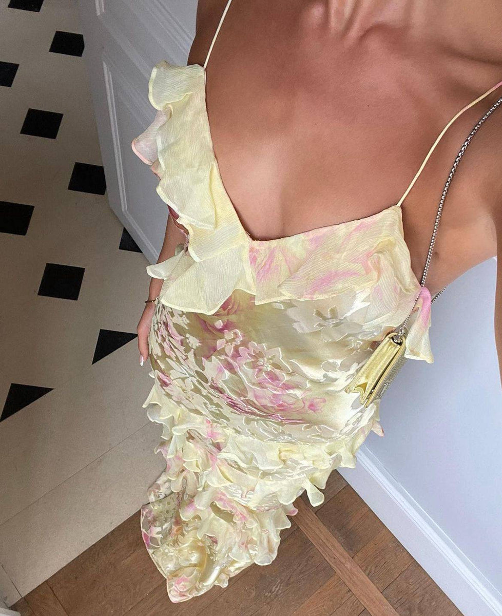 LoveShackFancy Rialto Dress in Yellow Melon